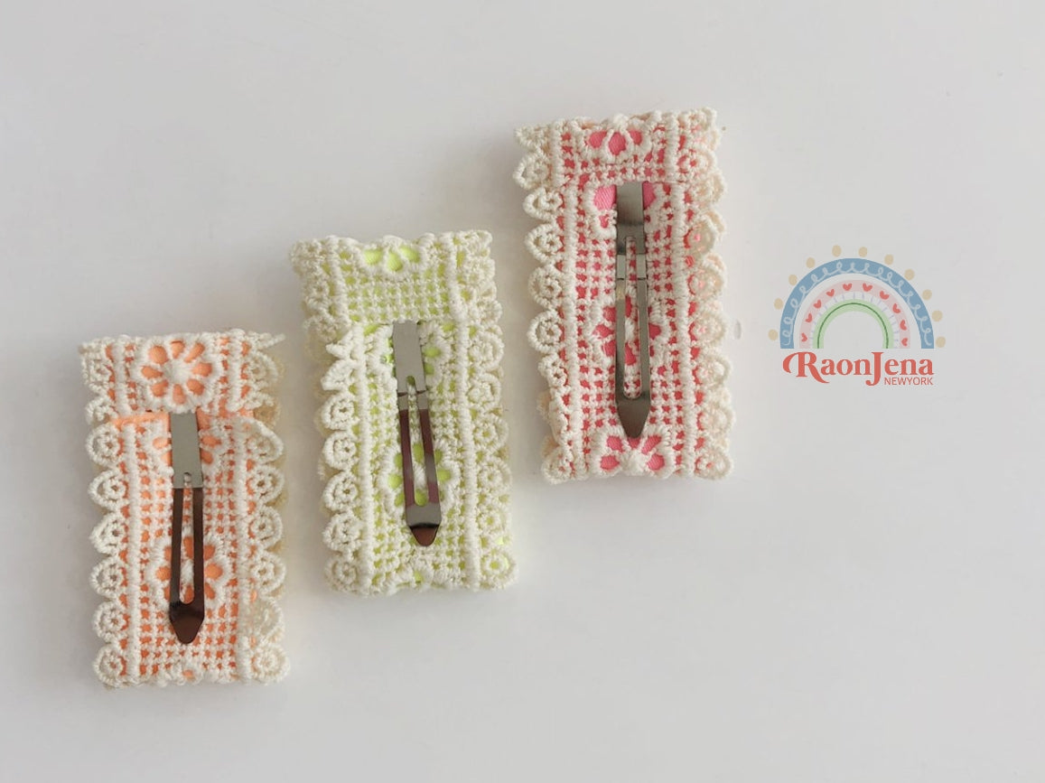 Baby Handmade Accessories | Neon Laced Barrettes set – RaonJena NYC